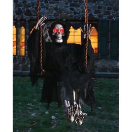 Horror-Shop Dekoobjekt Leuchtender Reaper auf Schaukel 90 cm als schaurig