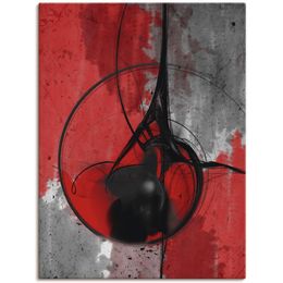 Wandbild Artland "Abstrakt in rot und schwarz" Bilder Gr. B/H: 60 cm x 80 cm, Leinwandbild Gegenstandslos Hochformat, 1 St., rot Kunstdrucke