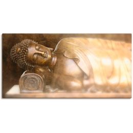 Wandbild Artland "Buddha" Bilder Gr. B/H: 100 cm x 50 cm, Leinwandbild Religion, 1 St., goldfarben Kunstdrucke