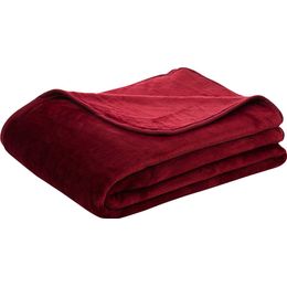 Gözze Wohndecke GÖZZE "Uni Decke aus recyceltem Polyester" Wohndecken Gr. B/L: 150 cm x 200 cm, rot (bordeau) Kunstfaserdecken