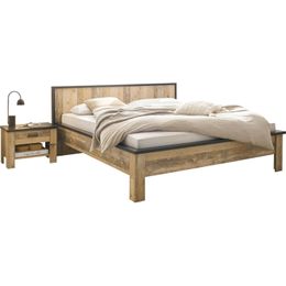 Bettanlage Home Affaire "SHERWOOD" Schlafzimmermöbel-Sets Gr. B/H/T: 320 cm x 93 cm x 213 cm, B/H: 180 cm x 200 cm, braun (old style hell dekor) Home Affaire
