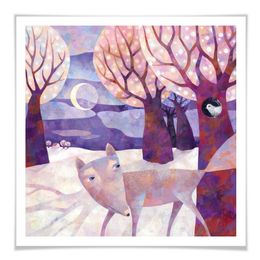 Poster Wall-Art "Märchen Wandbilder Winterwald" Bilder Gr. B/H/T: 120 cm x 120 cm x 0,1 cm, Landschaft, 1 St., bunt Poster