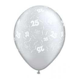 Horror-Shop Folienballon 5er Pack 25 Jahre Luftballons für Geburtstag & Sil