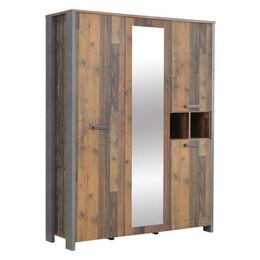 Stylefy Drehtürenschrank Califfo Altes Holz Optik Beton Optik (Kleiderschrank