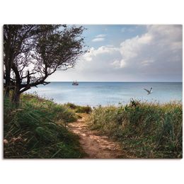Wandbild Artland "Wege zum Meer...." Bilder Gr. B/H: 80 cm x 60 cm, Leinwandbild Gewässer, 1 St., beige (naturfarben) Kunstdrucke