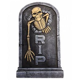 Horror-Shop Dekoobjekt Halloween Grabstein mit heraus greifendem Skelett