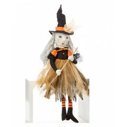 Horror-Shop Dekoobjekt Orange Halloween Hexe Kantenhocker Figur zur Dekor