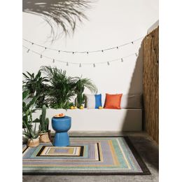 benuta Pop In- & Outdoor-Teppich Ria Multicolor/Blau 80x165 cm - Teppich f&uuml;r Balkon, Terrasse & Garten