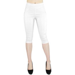 dy_mode Caprihose Damen Capri Hose 3/4 Skinny Pants Kurze Sommerhose mit Glitzer in Unifarbe