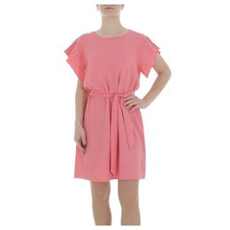 Ital-Design Sommerkleid Damen Freizeit (86164427) Kreppoptik/gesmokt Minikleid in Coral