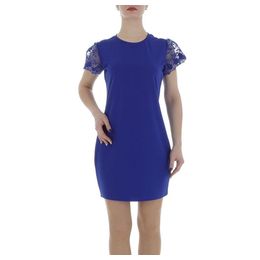 Ital-Design Sommerkleid Damen Freizeit (86164396) Spitze Minikleid in Blau