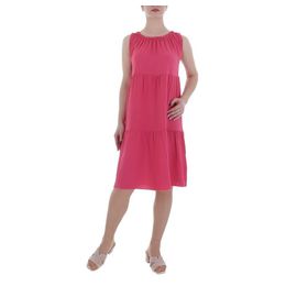 Ital-Design Sommerkleid Damen Freizeit Stufenkleid (86164333) Crinkle-Optik Sommerkleid in Pink