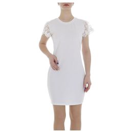 Ital-Design Sommerkleid Damen Freizeit (86164388) Spitze Minikleid in Weiß