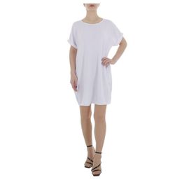 Ital-Design Tunikakleid Damen Freizeit (86164440) Kreppoptik/gesmokt Kleid in Weiß