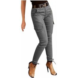 KIKI Latzhose Damen Hose Ladies High Waist Cargo Pants