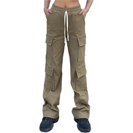 KIKI Latzhose Cargohose Damen High Waist Gummibund Arbeitshose Stretch Cargo Hose