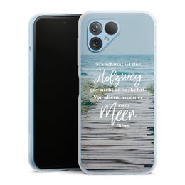 DeinDesign Fairphone 5 Handy Silikon H&uuml;lle Case transparent Handyh&uuml;lle Statement Beach Spruch Silikon Case