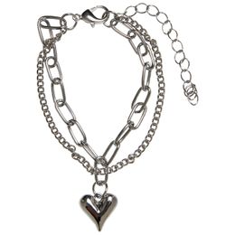 Urban Classics Schmuckset Unisex Heart Icon Layering Bracelet (1-tlg), silberfarben, S/M
