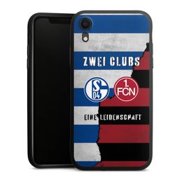 DeinDesign iPhone Xr Handy Premium Silikon H&uuml;lle Handyh&uuml;lle schwarz Case Friendship 1. Fc N&uuml;rnberg Fc Schalke 04 Silikon Premium Case