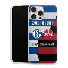 DeinDesign iPhone 15 Pro Max Handy Silikon H&uuml;lle Case wei&szlig; Handyh&uuml;lle Friendship 1. Fc N&uuml;rnberg Fc Schalke 04 Silikon Case