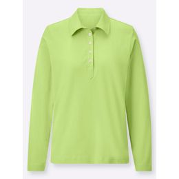 WITT Damen Langarm-Poloshirt in reiner Baumwoll-Qualit&auml;t, pistazie, Gr&ouml;&szlig;e 40