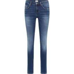 Skinny-fit-Jeans Mustang "Quincy Skinny" Gr. 26, Länge 32, blau (dunkelblau 702) Damen Jeans 5-Pocket-Jeans Röhrenjeans