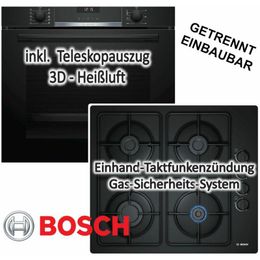 Herdset Bosch Backofen 71 Liter mit Gaskochfeld 1-Hand Zündung autark, 60 cm