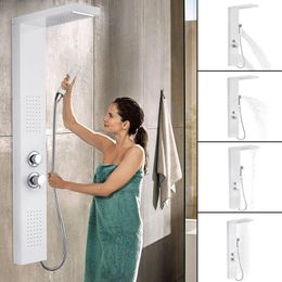 Duschpaneel Edelstahl Duschsystem mit Regendusche, Massagedusche, Duschsäule Duschset mit Handbrause für Badezimmer Duschbrause, Weiß - Aufun