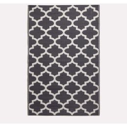 Homescapes - Outdoor-Teppich Nola aus Polpropylen mit schwarz-weißem Muster, 180 x 270 cm - Schwarz-Weiß