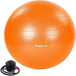 Movit® Gymnastikball - 85 cm, mit Pumpe, Maßband, bis 500 kg, für Training, Büro, Groß, Aufblasbar, Ergonomisch, Orange - Trainingsball, Pilatesball,