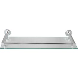 Aquamarin® Glasablage für Bad - Wandmontage, aus gehärtetem Glas und Aluminium, B 50cm, inkl. Montagematerial, einfache Montage - Badablage,