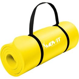 Movit® Yogamatte - 183x60 cm, 10 mm Dicke, Rutschfest, Faltbar, Hautfreundlich, mit Gummiband, NBR, Gelb - Gymnastikmatte, Fitnessmatte, Sportmatte,