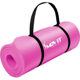 Movit® Yogamatte - 183x60 cm, 10 mm Dicke, Rutschfest, Faltbar, Hautfreundlich, mit Gummiband, NBR, Pink - Gymnastikmatte, Fitnessmatte, Sportmatte,