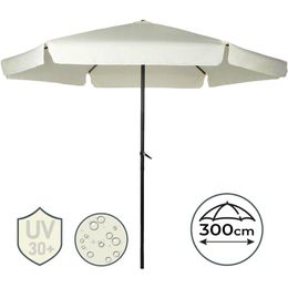 Miadomodo® Sonnenschirm - Ø300cm, Handkurbel, Wasserabweisend, Platzsparend, Creme, für Balkon, Terasse, Garten - Ampelschirm, Gartenschirm,