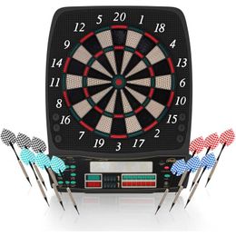 Elektronische Dartscheibe - 28 Spiele, 131 Spielvarianten, inkl. 12 Dartpfeile, 100 Ersatz-Pfeilspitzen und Netzteil, 8 Spieler - led Anzeige