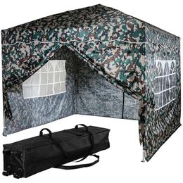 INSTENT® Pavillon 3 x 3 m Basic wasserdicht UV Schutz 50+, woodland mit 4 Seitenteilen