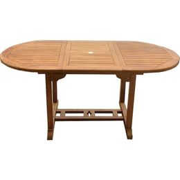 Ausziehbarer ovaler Gartentisch aus Teakholz für 6 Personen kajang - Holz