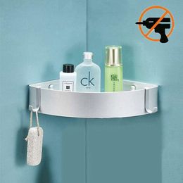 Minkurow - Duschablage, ohne Bohren, Duschablage mit Haken und magischem Aufkleber, Multifunktions-Duschablage, Duschkorb, Duschaufbewahrung –