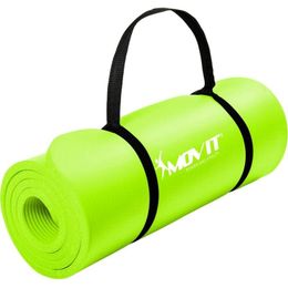 Movit® Yogamatte - 190x60 cm, 15 mm Dicke, Rutschfest, Faltbar, Hautfreundlich, mit Gummiband, NBR, Hellgrün - Gymnastikmatte, Fitnessmatte,