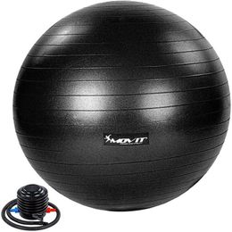 Movit® Gymnastikball - 85 cm, mit Pumpe, Maßband, bis 500 kg, für Training, Büro, Groß, Aufblasbar, Ergonomisch, Schwarz - Trainingsball,