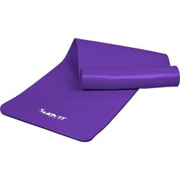 Movit® Yogamatte - 190x100 cm, 15 mm Dicke, Rutschfest, Faltbar, Hautfreundlich, mit Gummiband, NBR, Violett - Gymnastikmatte, Fitnessmatte,