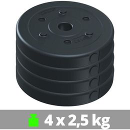 ScSPORTS® Hantelscheiben - Set, 10 kg (4x2,5kg), Ø 30/31mm, Zement, Kunststoff - Gewichtsscheiben, Hantelscheiben-Set, Fitness Scheiben, Gewichte für