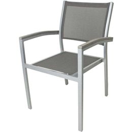 Harms Garten Stapel Stuhl grau Veranda Textil Arm Lehne anthrazit Aluminium Terrasse