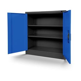 Jan Nowak - C001B kleiner Aktenschrank abschließbar Büroschrank Metallschrank Wertfachschrank 92,5 cm x 90 cm x 40 cm Anthrazit - Blau