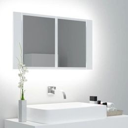 LED-Bad-Spiegelschrank,Bad Hängeschrank,Wandschrank Weiß 80x12x45 cm Acryl CCA670169 MAISONCHIC