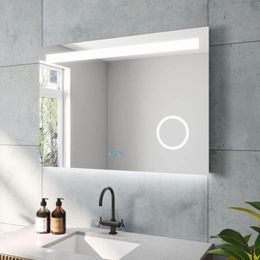 Aquabatos - Badspiegel mit led Beleuchtung Kosmetikspiegel 100x70 dales Typ e Bluetooth Lautsprecher Touch Sensor Dimmbar Antibeschlag Kaltweiß 6400K