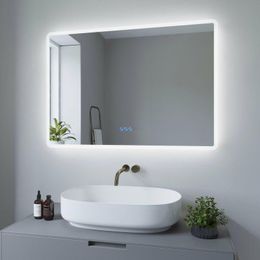 Badezimmerspiegel Wandspiegel mit led Licht 100x70cm boras Typ c Touch Sensor Dimmbar Antibeschlag Kaltweiß 6400K Warmweiß 3000K