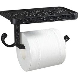 Petites Ecrevisses - Toilettenpapierhalter mit Handyhalter Vintage Klopapierhalter Papierrollenhalter für wc Badezimmer Schwarz