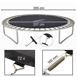 Arebos Trampolin Sprungmatte ø 257 cm für Trampoline mit ø 305 cm, 72 Ösen und 165 mm Federlänge Sprungtuch 150 kg belastbar 9-Fache Naht Polypropylen inkl.