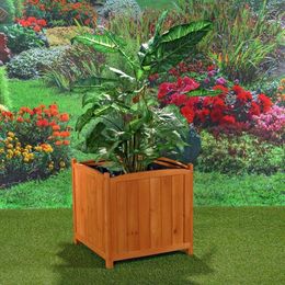 Mucola 2x 50cm Garten Blumenkübel aus Holz Pflanzkasten Blumentrog Übertopf eckig neu
